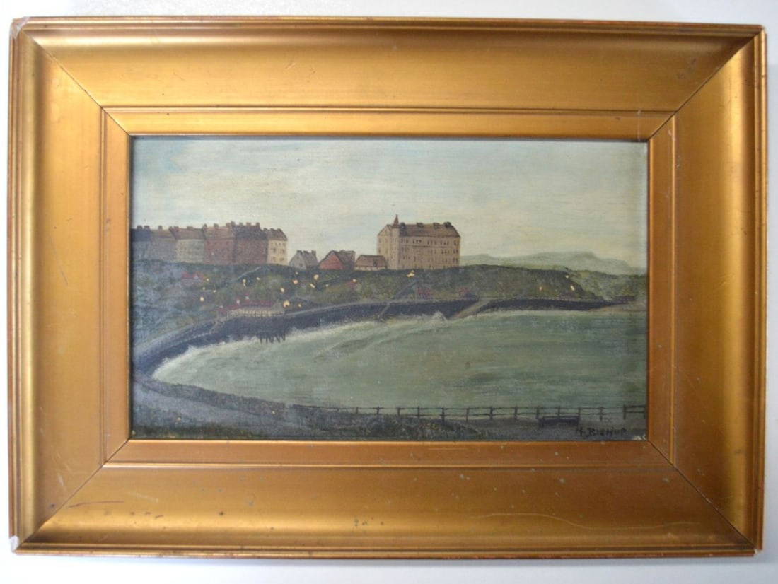 Henry Bishop Harbor Painting Signed Gilt Frame Auction