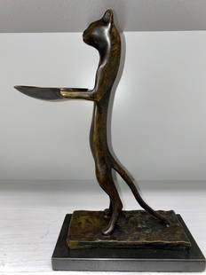 Swiss Bronze Sculpture Diego Giacometti Butler Cat