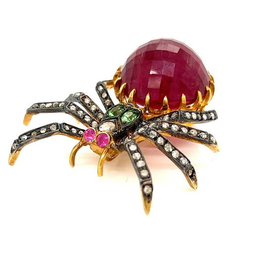 Silver & Gold Spider Ruby Diamond Brooch (#0138) on Mar 29, 2022 ...