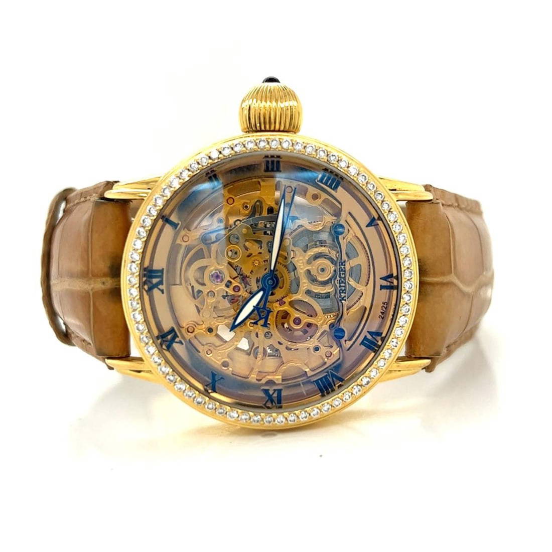 Krieger 18k Yellow Gold Skeleton Watch Auction