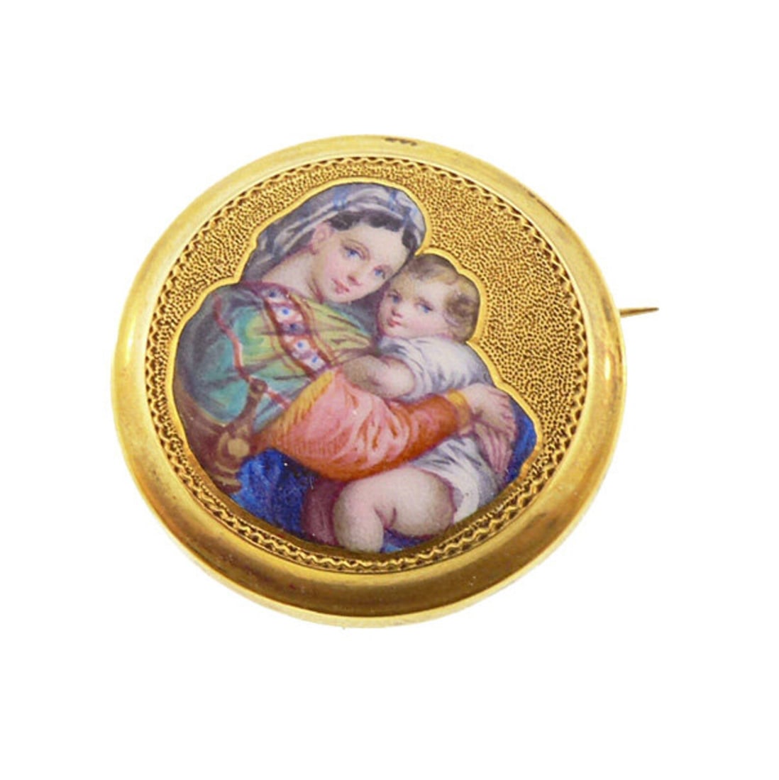 Belle Epoque 18k Gold Shaded Enamel Raphael Madonna & Child Auction