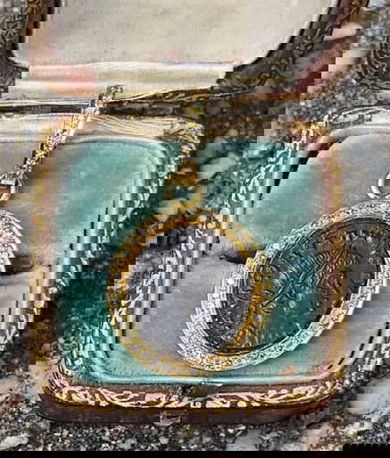 Vintage 18k Yellow Gold Antique Roman Coin Medallion Charm