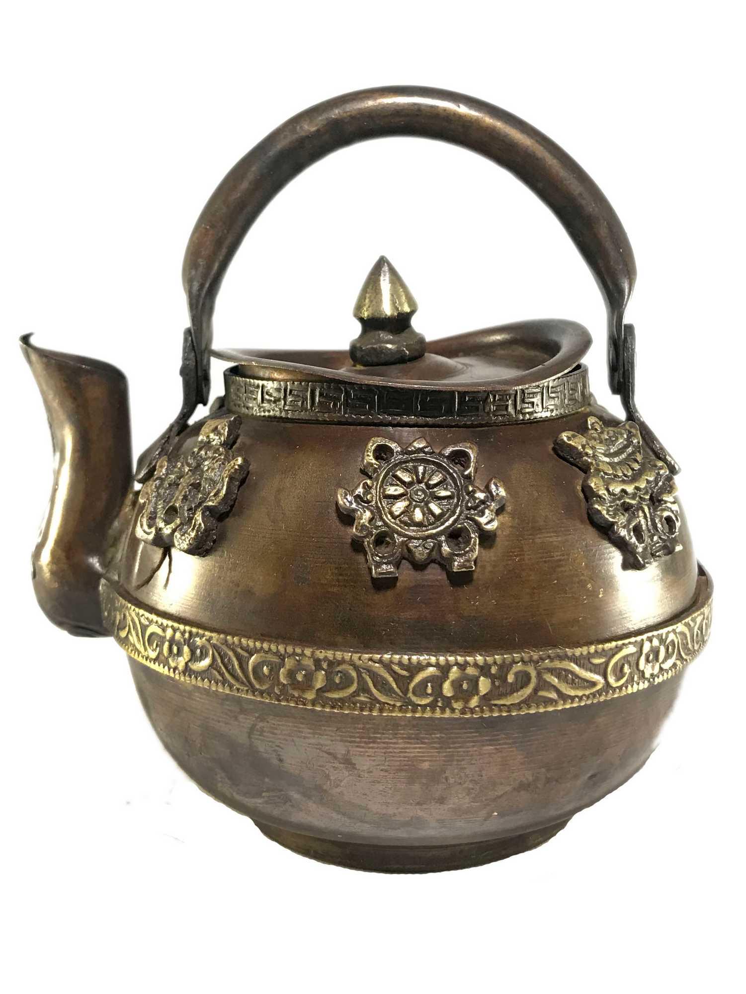 Tibetan Bumpa Water Pot, With Ashta Mangal, Antique