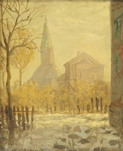 Friedrich Prätorius, Winter scenery with church (#0527) on May 07, 2022 ...