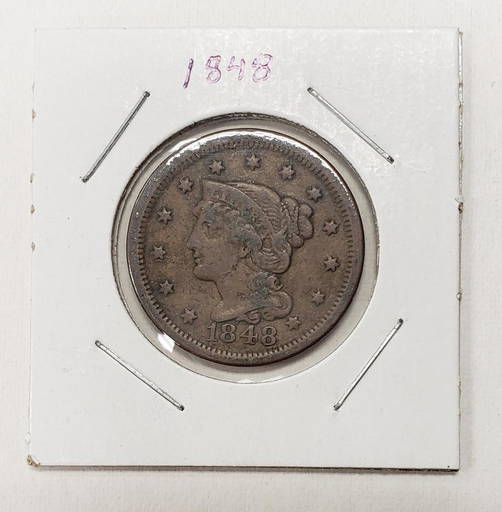 1848 Large Cent 1c One Penny