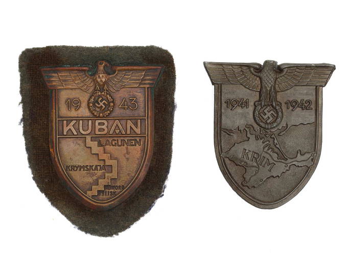 A Pair Of Wwii German Nazi Shield Badges