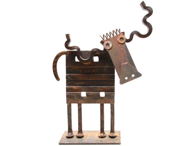 American Welded Iron Cow Sculpture By Bill Heise