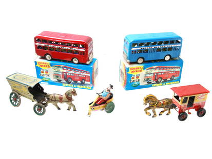 A Collection Of Vintage Model Toy Buses Including Corgi Trams , Coaches ...