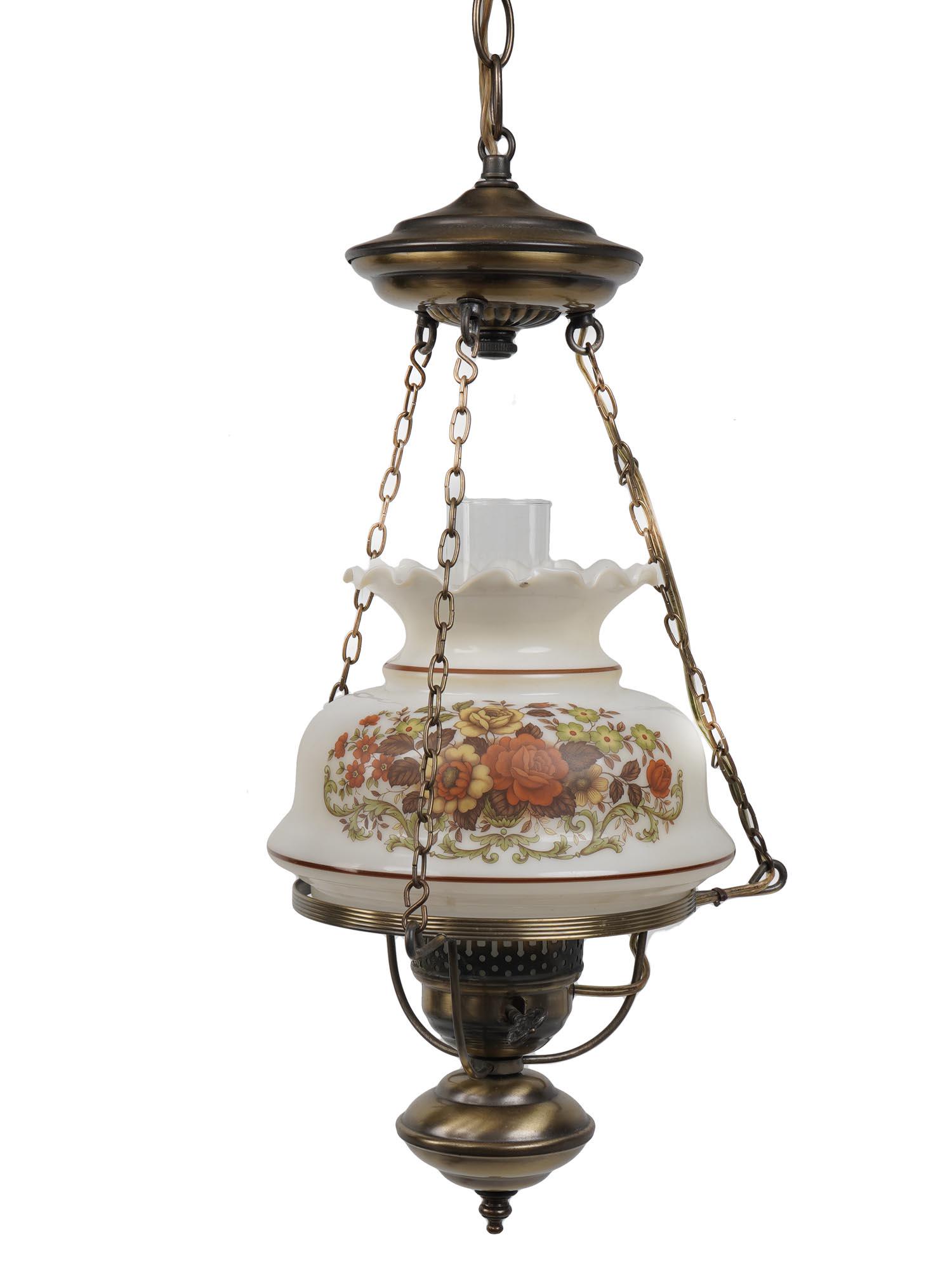 Victorian Brass Hanging Ceiling Hurricane Lamp