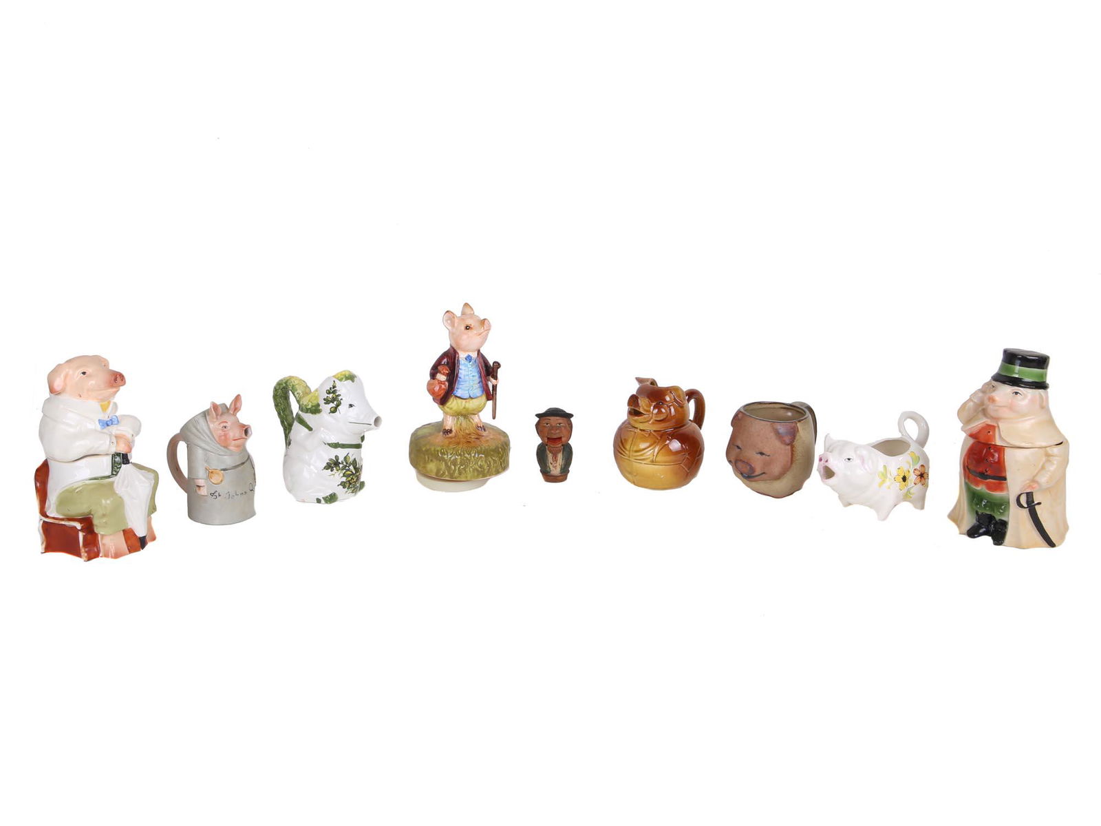 Ceramic Porcelain Pigs Pitchers, Creamers, Boxes