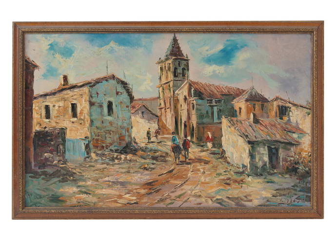 ATTR TO GUY LIPSCOMBE OIL PAINTING SPANISH TOWN (#0066) on Apr 30, 2022 ...