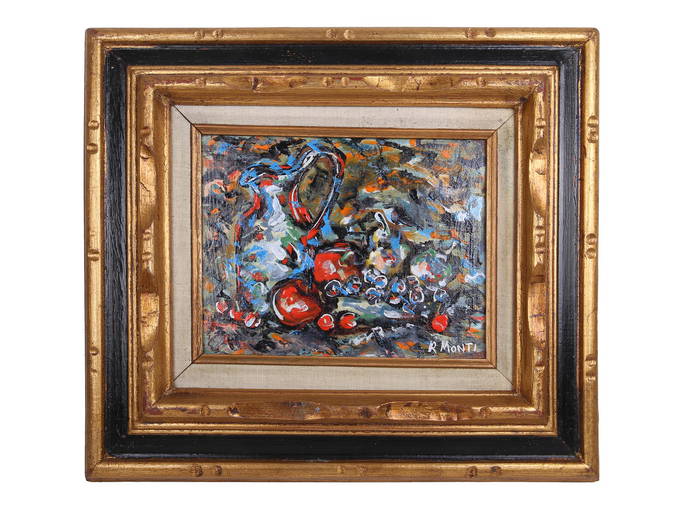 Mid Century Abstract Oil Painting By Rocco Monti