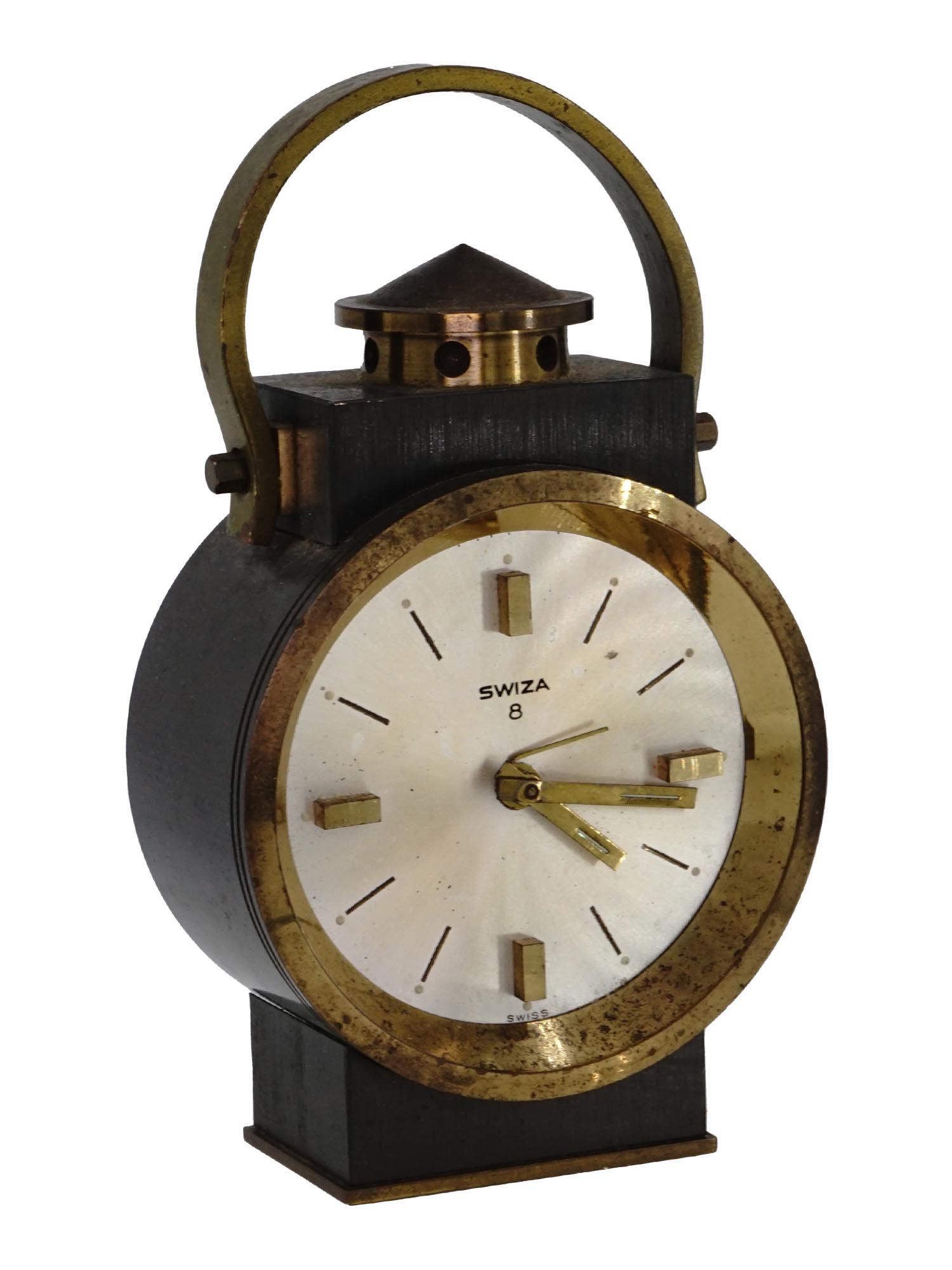 ANTIQUE SWISS SWIZA 8 BRASS TABLE ALARM CLOCK (#0481) on Jun 11, 2022 ...