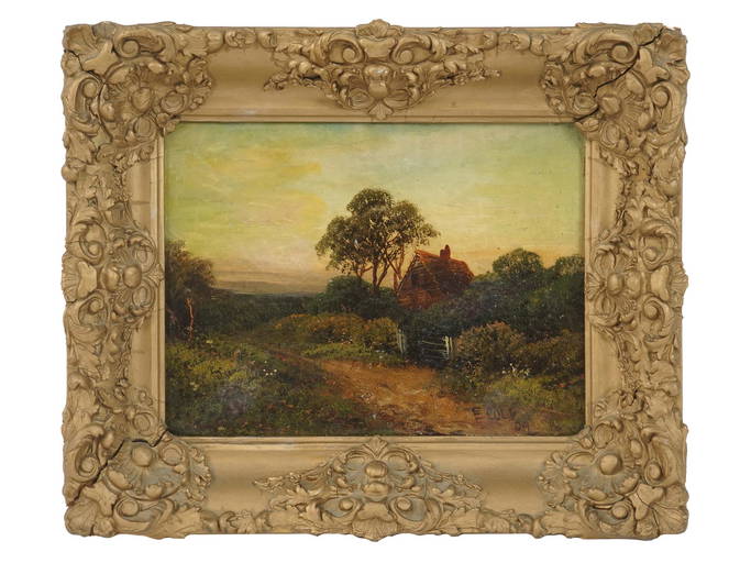 ANTIQUE BRITISH RURAL OIL PAINTING BY EDWIN COLE (#0054) on Jun 18 ...