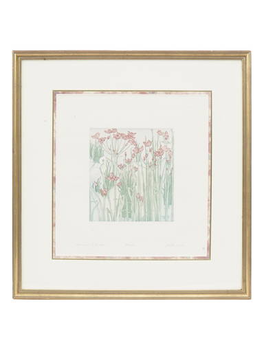 American Hand Colored Etching By Judith Hall