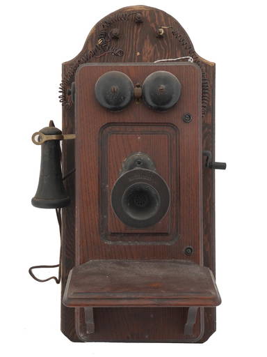 Antique Kellogg Oak Crank Wall Mount Telephone