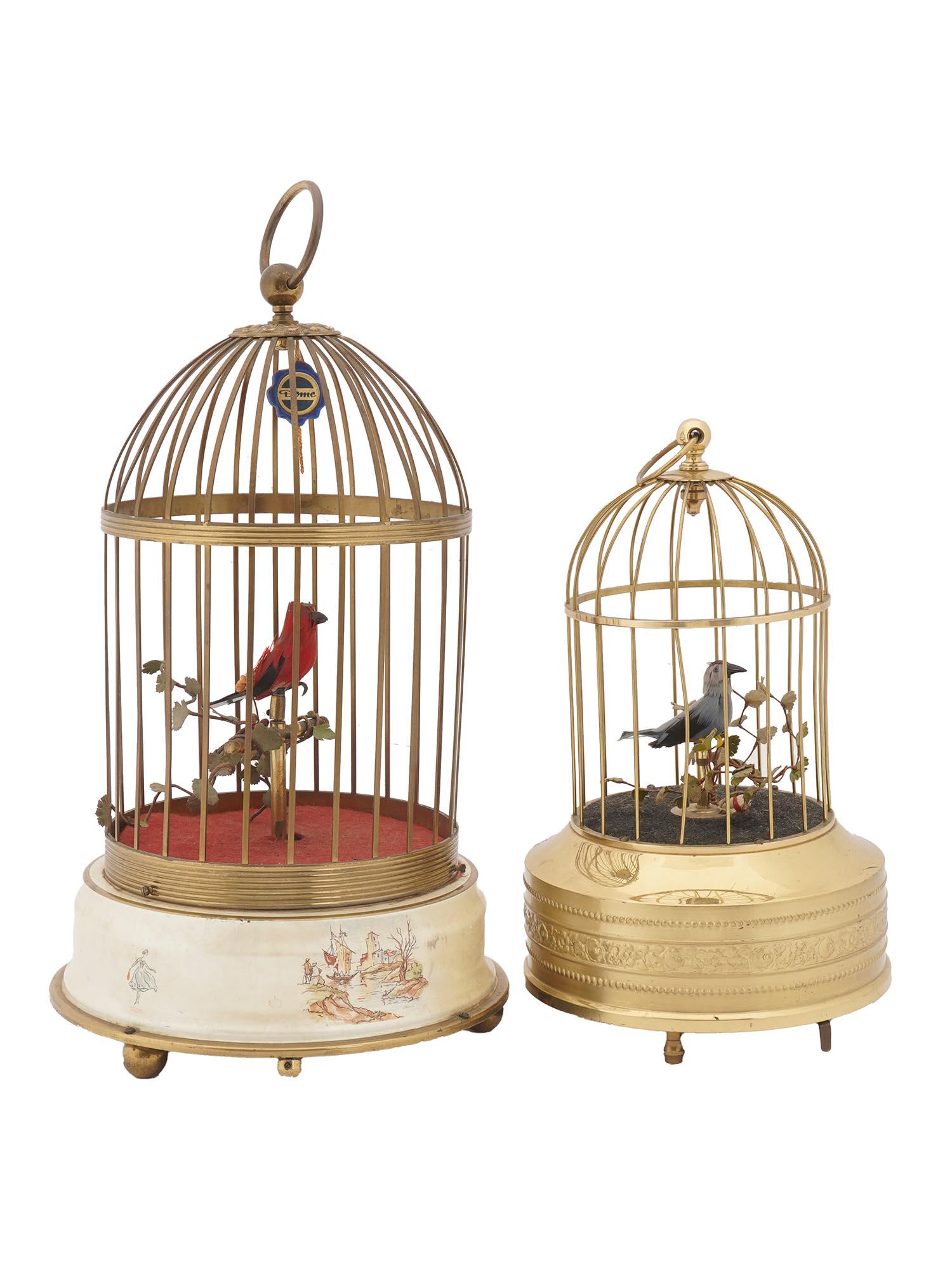Pair Of German Musical Singing Bird Brass Cages