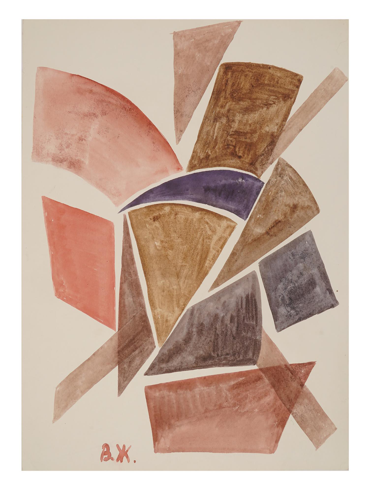 Russian Avant Garde Abstract Composition Painting