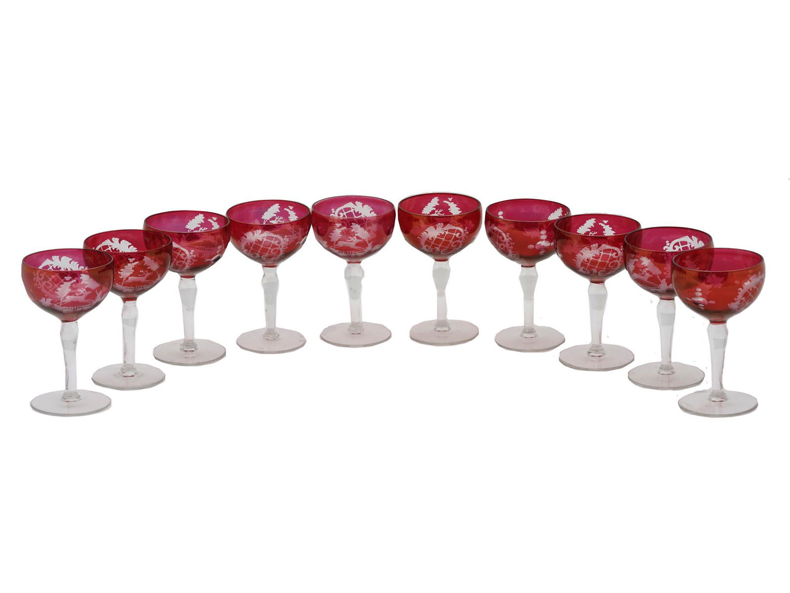 Vintage Bohemian Czech Ruby Crystal Glasses