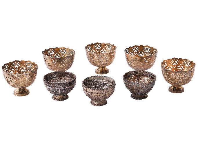 Set Of Ottoman Silver Filigree Zarf Coffee Cups