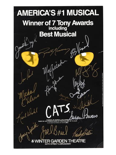 Cats Broadway Musical Poster Signed By Artists
