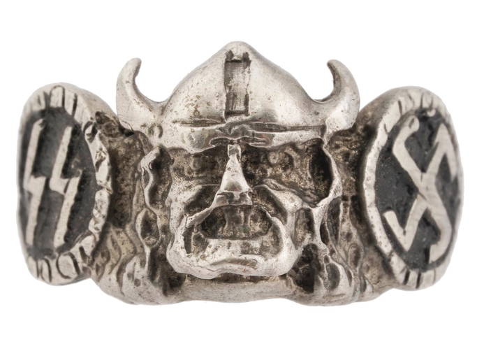 Wwii German Third Reich Ss 800 Silver Wiking Ring