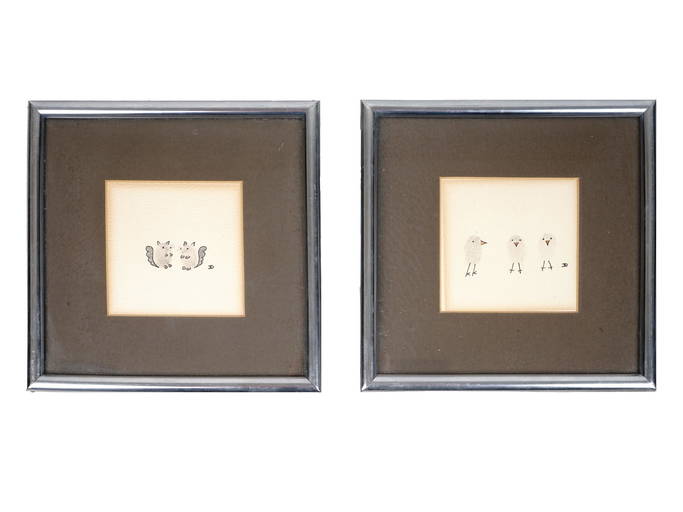 Vintage Framed Fingerprint And Ink Drawing Signed