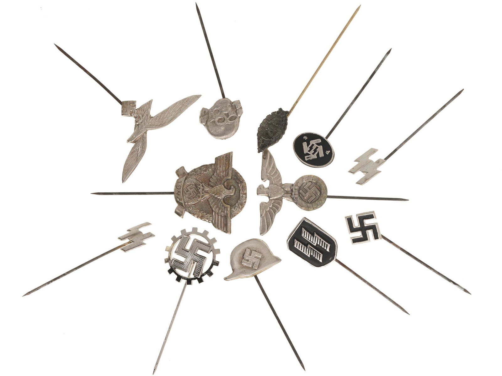 WWII NAZI GERMAN SWASTIKA STICK PINS, 12 PCS - Feb 25, 2023 | Antique ...