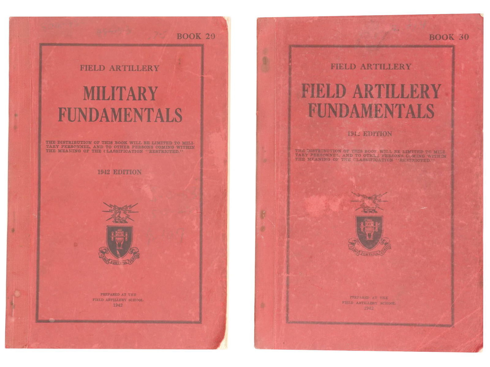 1942 Us Army Field Artillery Fundamentals Books