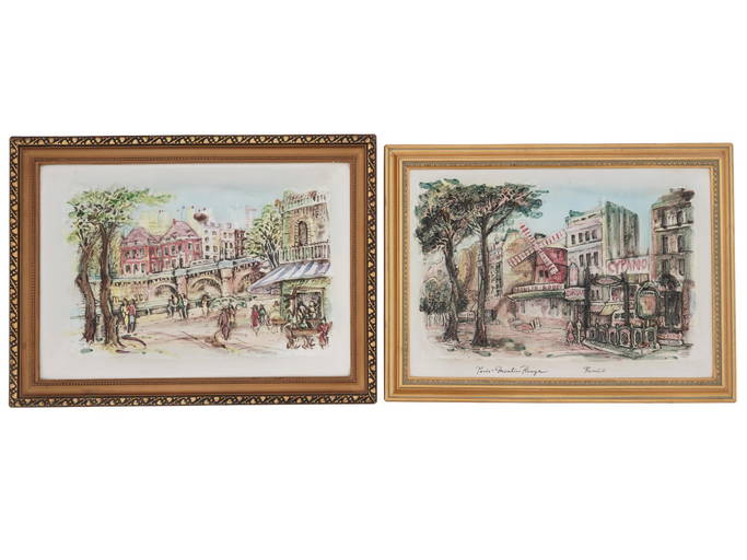 Vintage French Porcelain Bas Relief Plates Renee