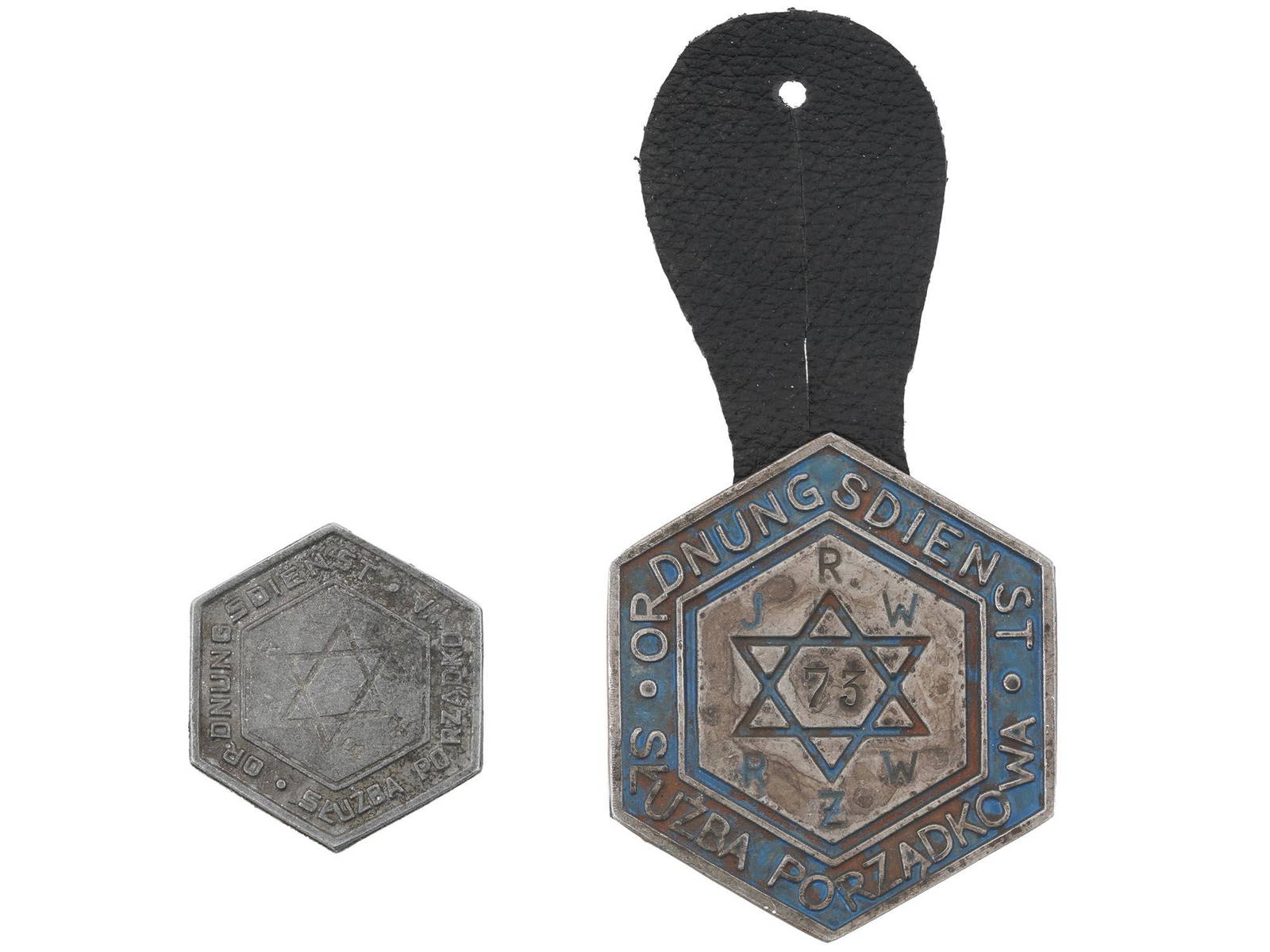 PAIR OF WWII WARSAW JEWISH GHETTO POLICE BADGES (#0334) on Mar 18, 2023 ...