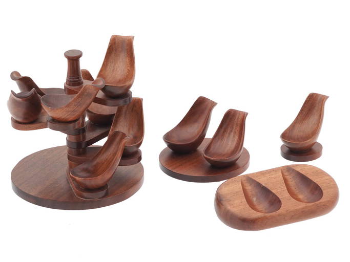 Vintage Wooden Smoking Pipe Stands By Savinelli
