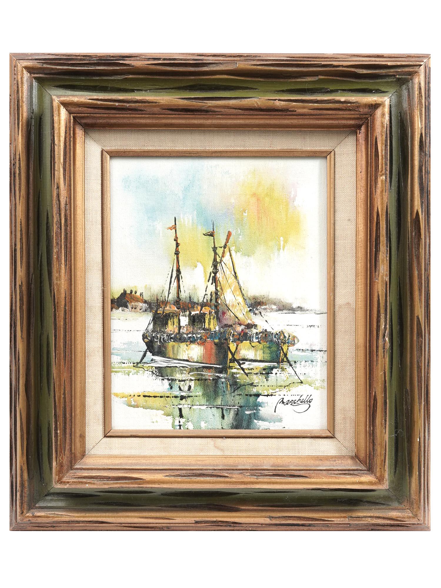 Italian Marine Oil Painting By Adriano Marchello