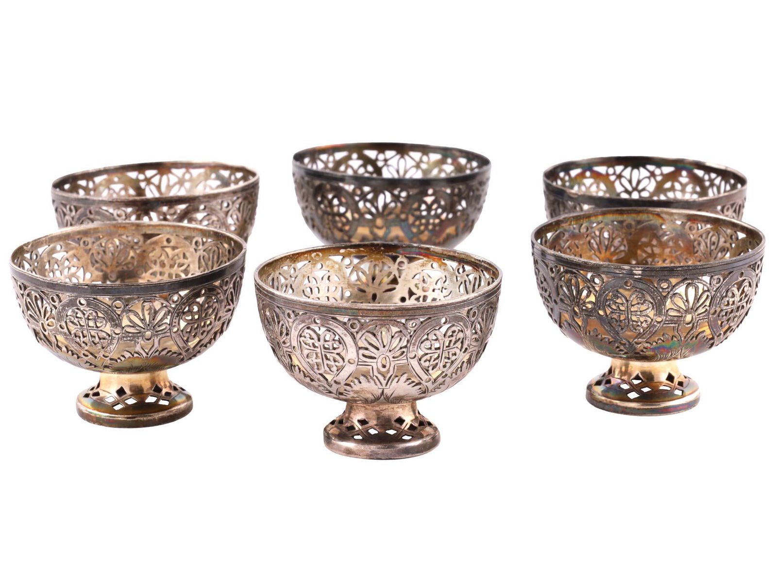 Set Of Ottoman Silver Zarf Coffee Cups By Veyrat