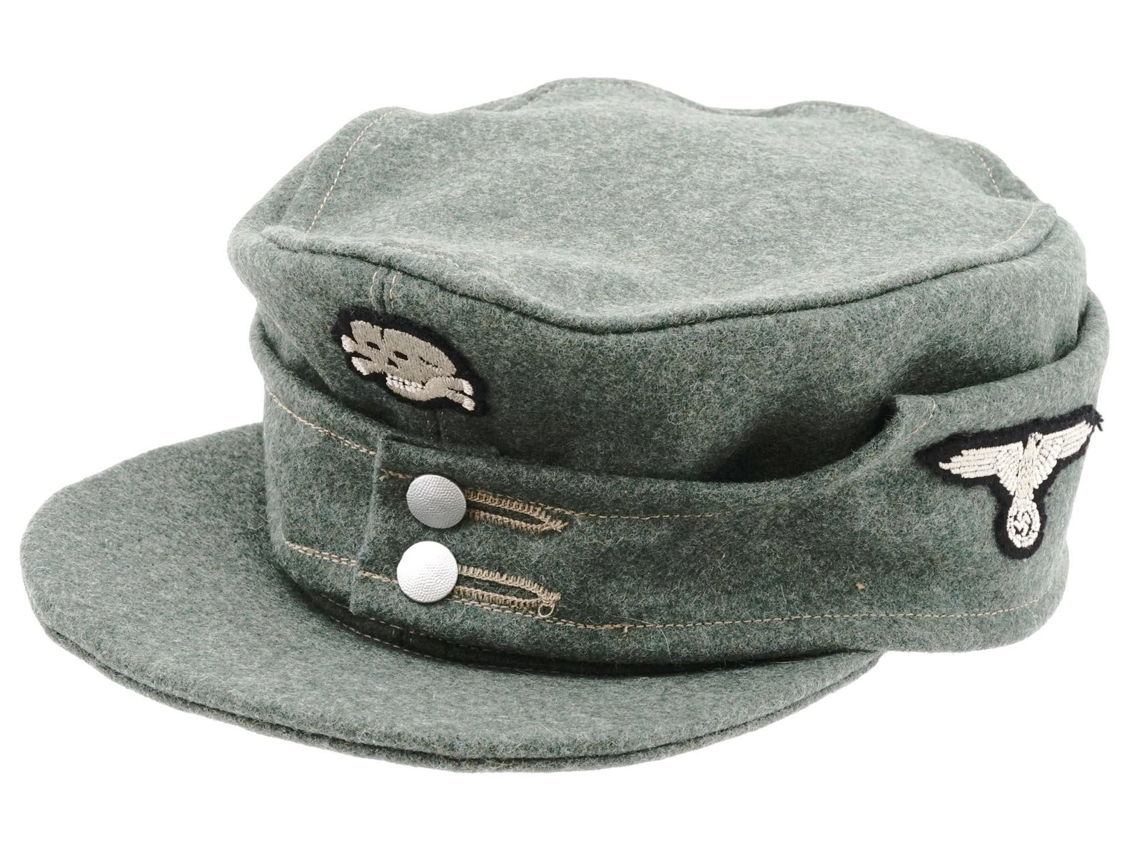 Wwii Nazi German Ss Totenkopf M43 Field Cap