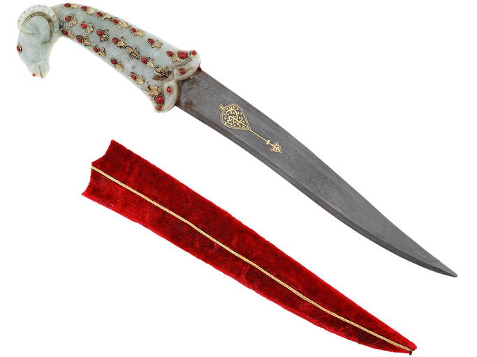 Antique Indo Persian Dagger With Jade Handle