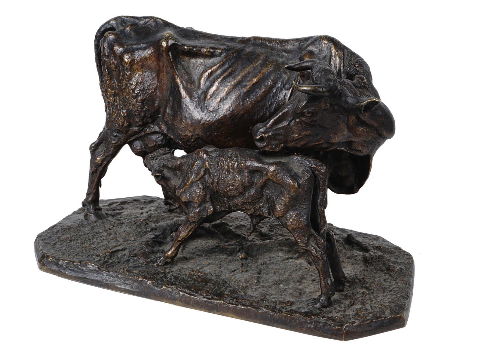 Antique P. J. Mene Cows Bronze Sculpture, 19th C. Auction