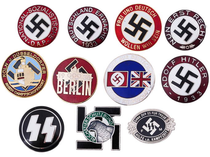 Wwii Nazi German Nsdap Waffen Ss Hitler Round Pins