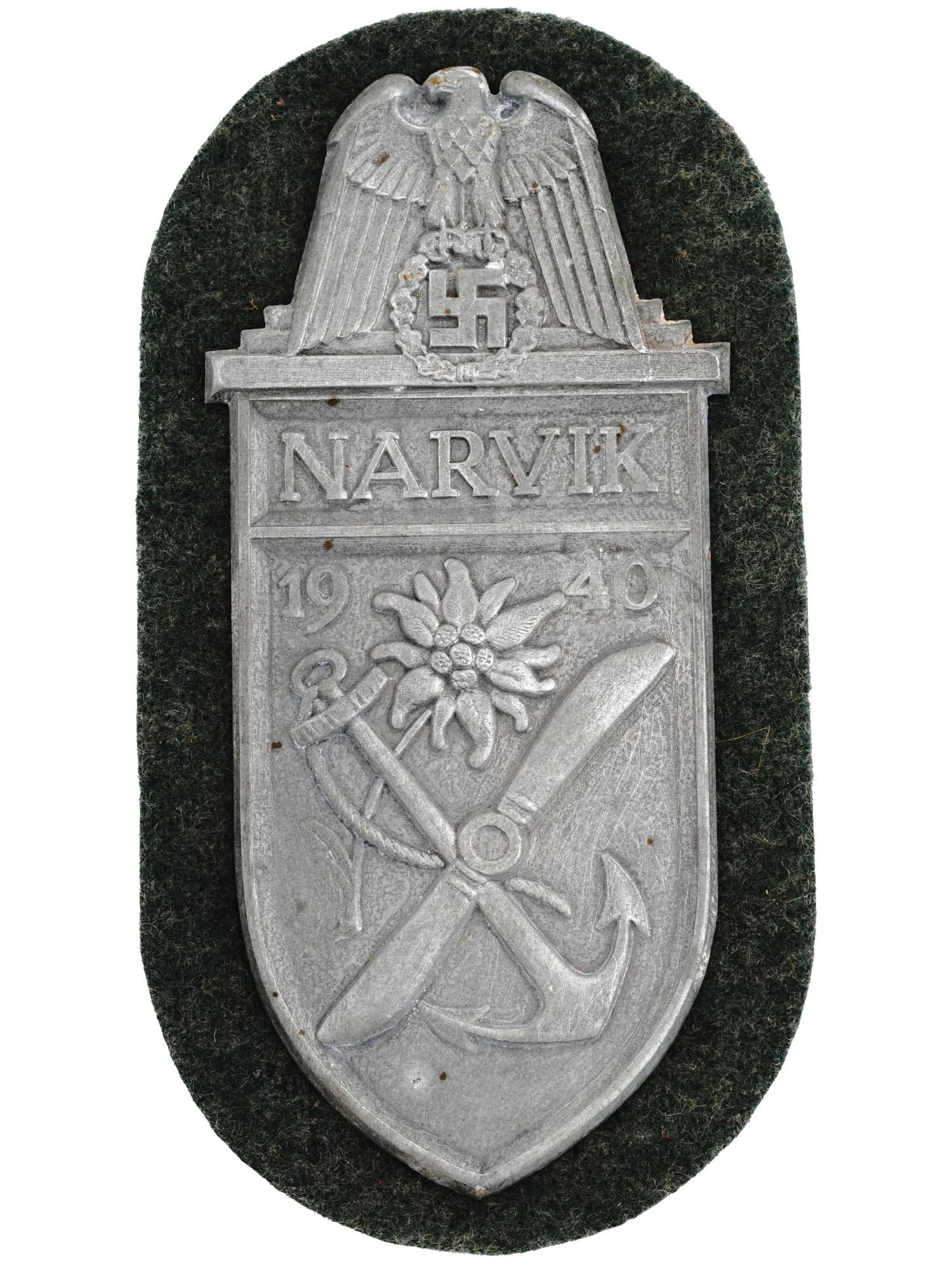 Wwii Nazi German Narvik Shield Military Badge