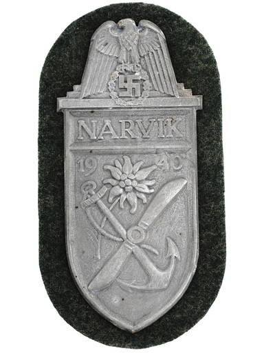Wwii Nazi German Narvik Shield Military Badge