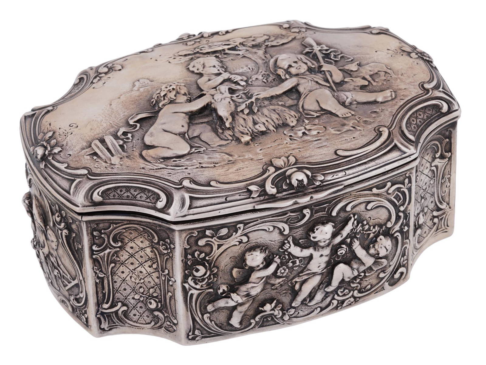 Antique German Rococo Sterling Silver Trinket Box Auction