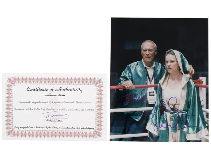 Clint Eastwood And Hilary Swank Autographed Photo