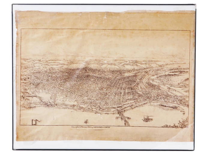 Antique 1888 American Map Signed Andy T Crichton