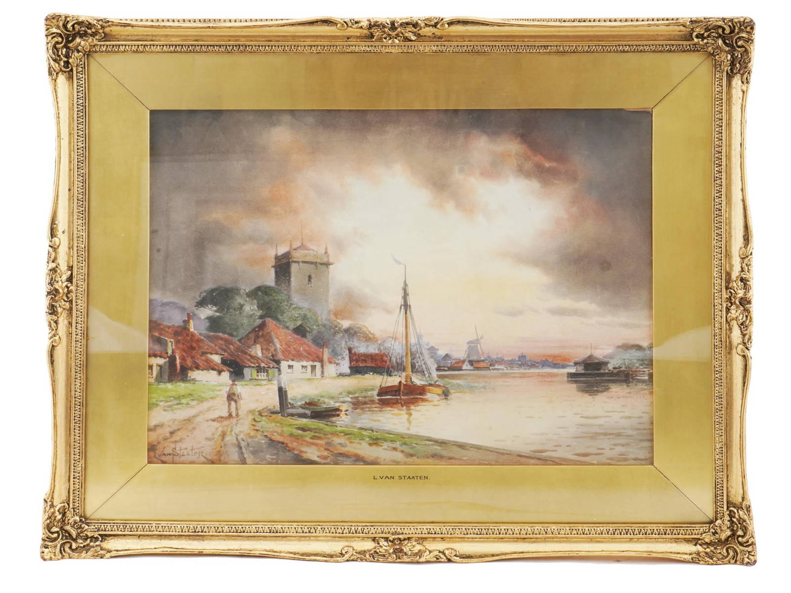 Dutch Watercolor Painting By Louis Van Staaten Auction