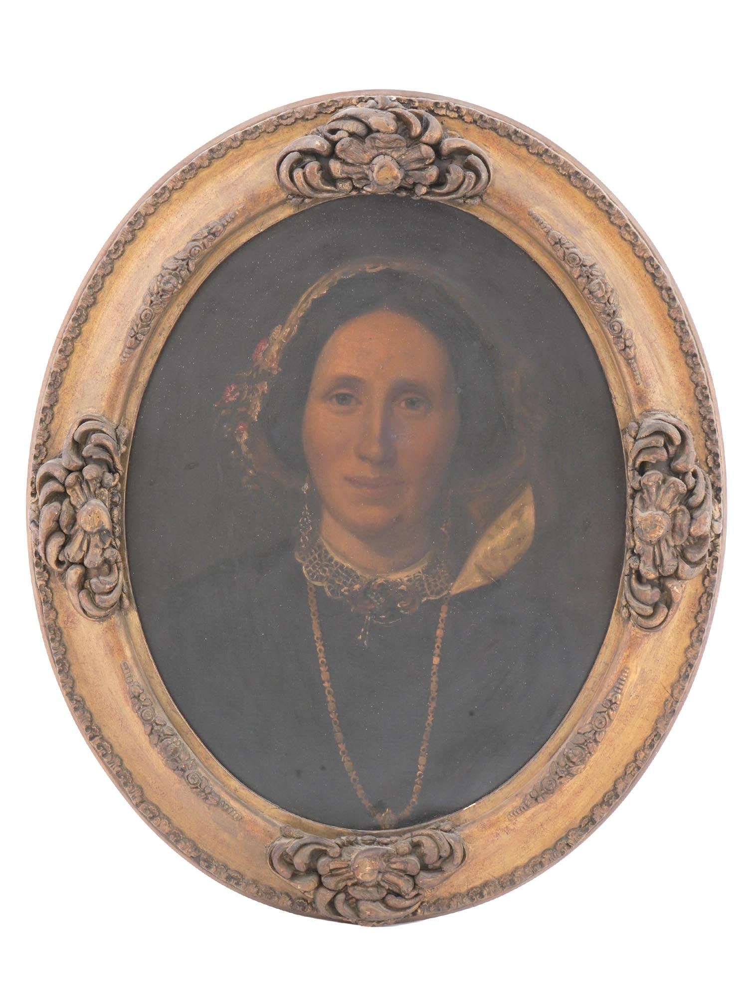 Antique European Portrait Oil Painting