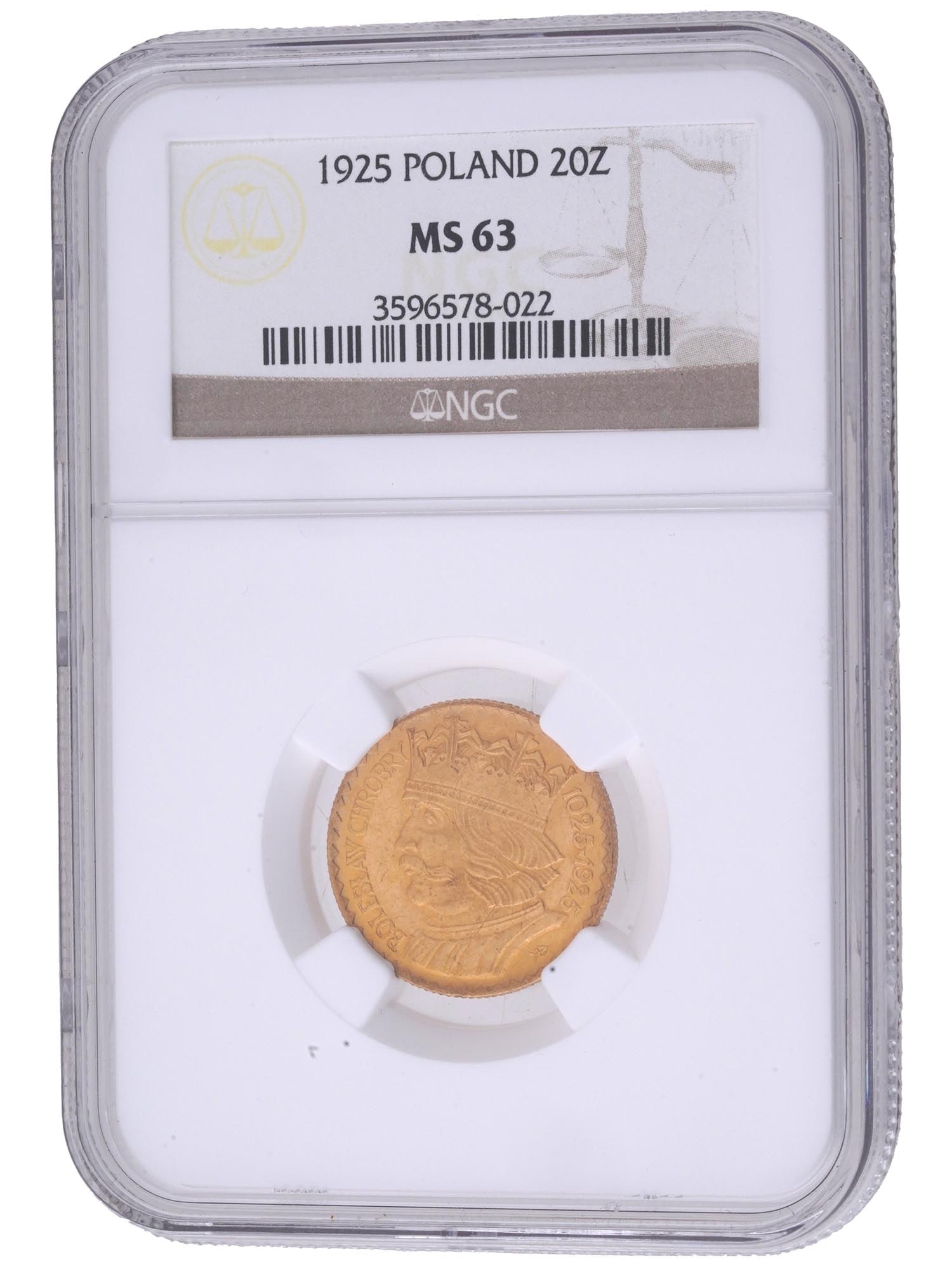 1925 Poland 20 Zlotych Boleslaw Chrobry Gold Coin Ms63 Auction