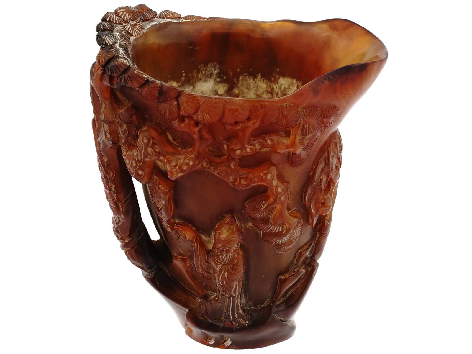 Antique Chinese Carved Landscape Libation Cup Auction