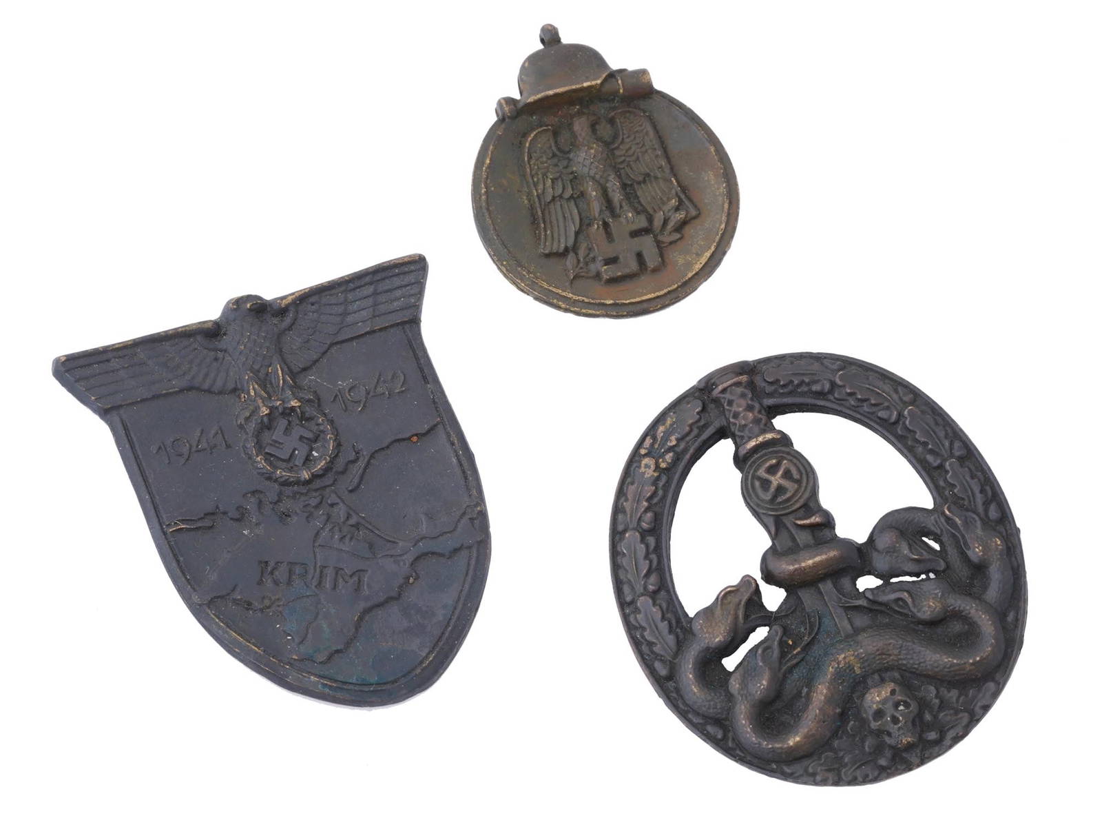 Group Of Wwii Nazi German Military Shields Badges Auction