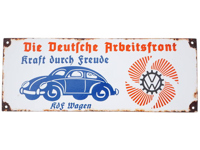 Wwii Nazi German Labour Front Enamel Iron Street Sign