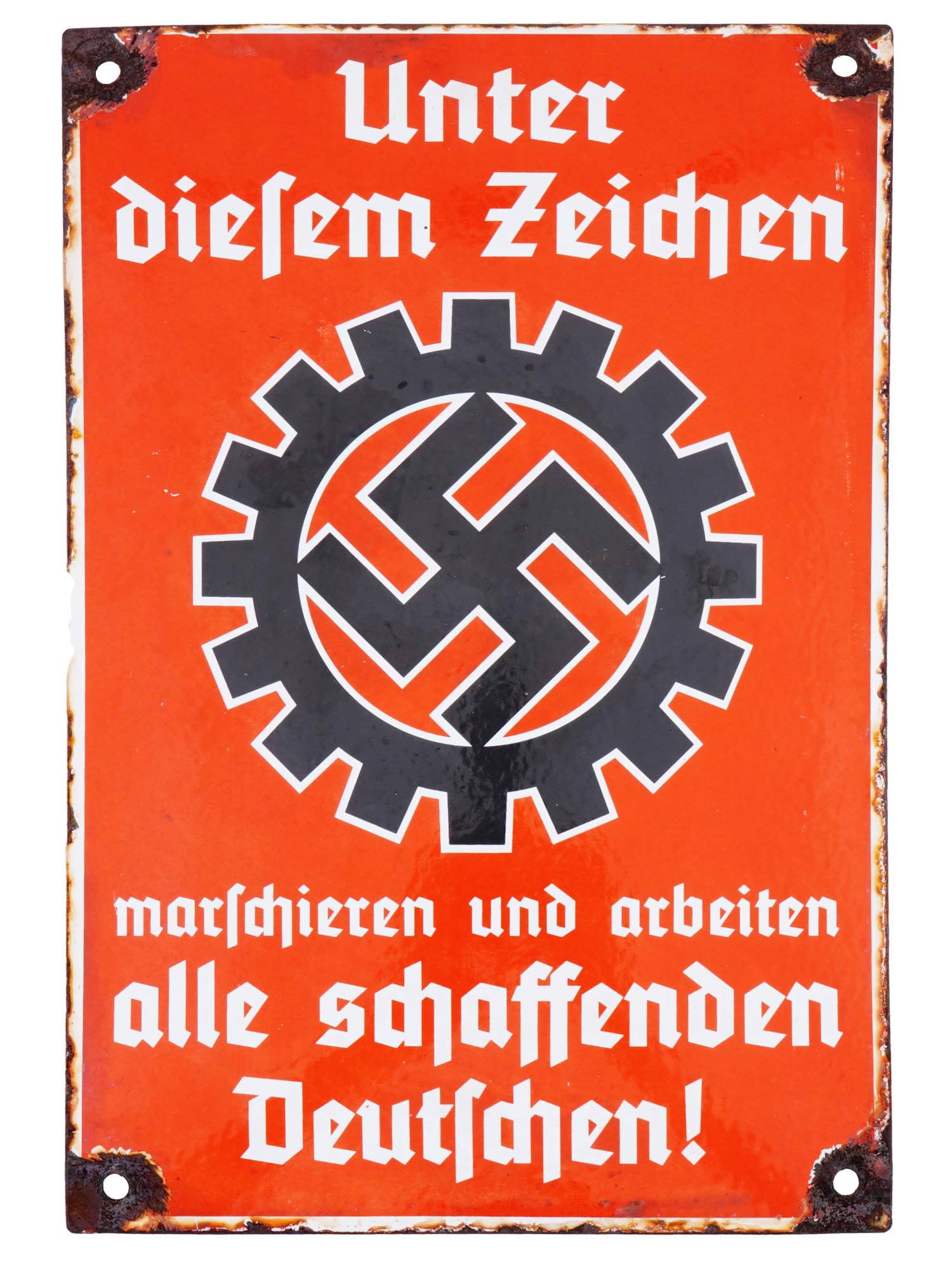 Wwii Nazi German Labour Front Enamel Iron Street Sign Auction